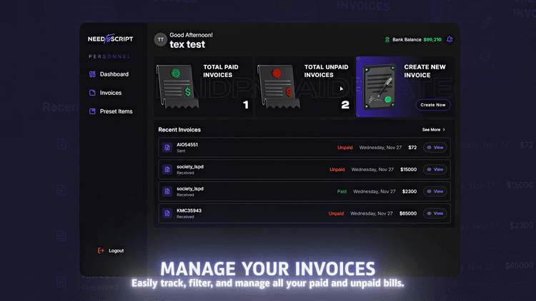 FiveM Billing Script | Invoice System | ESX QBCore QBox OXCore ...