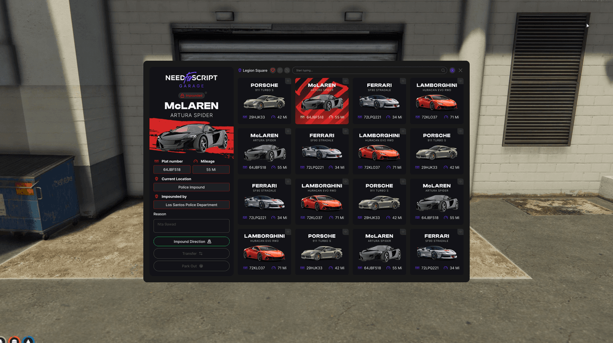 Best Fivem Garage Script Impound Job Garages Vehicle Storage Esx